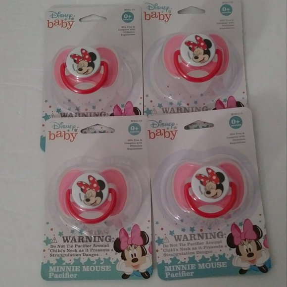Disney | Other | Disney Baby Minnie Mouse Pacifier Pink Months Set Of 4 ...